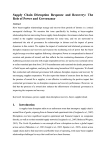 City Research Online - Supply chain disruption response and recovery ...