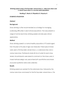 City Research Online - Drinking speed using a Pat Saunders valved straw ...